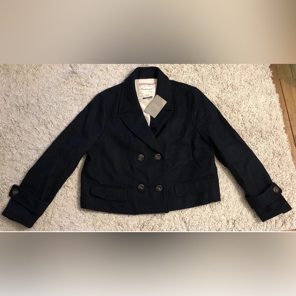 Cartonnier | Jackets & Coats | Cartonnier Navy Blue Marin Wool Long Sleeve Button Front Jacket ...